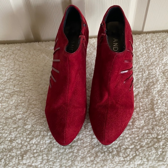 Shoes | Andiamo Red Suede Booties Sz 75 | Poshmark